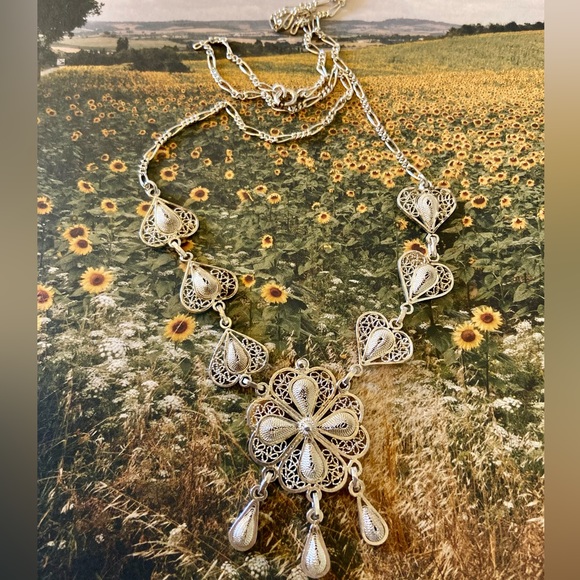 Mompox Sterling Silver | Jewelry | Ooak Filigree Flowerheart Pendant ...